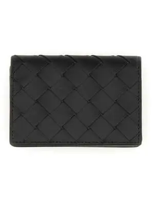 Bottega Veneta Porta Biglietti Da Visita Intrecciato - Black