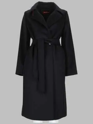Max Mara Cappotto A Vestaglia In Lana - Black