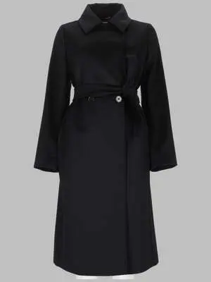Max Mara Cappotto A Vestaglia In Lana - Black