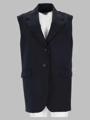 Max Mara Giacca Smanicata In Lana - Blue