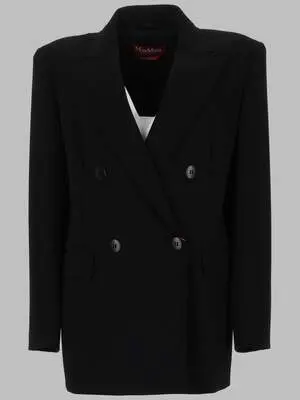 Max Mara Giacca Doppiopetto In Cady - Black