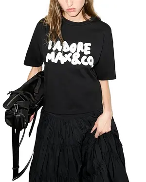 Max & Co. Paraggi Cotton Slogan Tee - Black