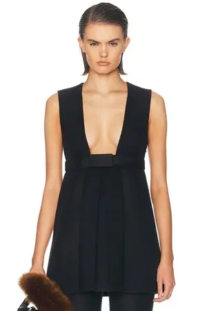 Miu Miu Lana Double Cerata Top In Navy - Bleu