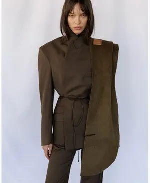MOTHER OF ALL Tight Waist Blazer With Leather Belt