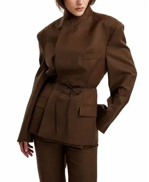 MOTHER OF ALL Tight Waist Blazer With Leather Belt