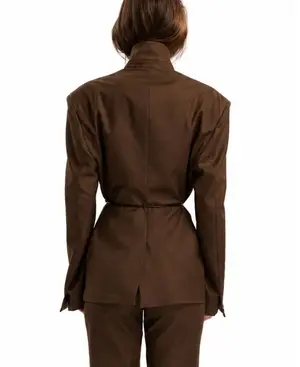 MOTHER OF ALL Tight Waist Blazer With Leather Belt