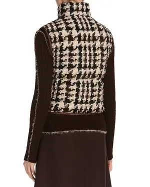 Moncler Emotionnalite Tweed Down Zippered Vest - Light Beige