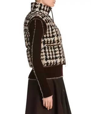Moncler Emotionnalite Tweed Down Zippered Vest - Light Beige
