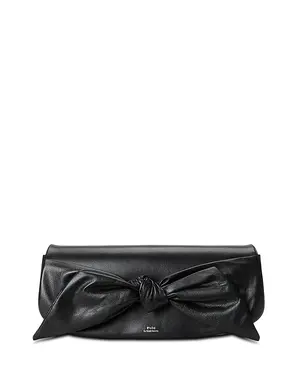 Polo Ralph Lauren Bellport Leather Bow Long-flap Clutch - Black