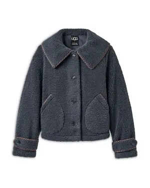UGG Nikia Fleece Collared Jacket - Eve Blue