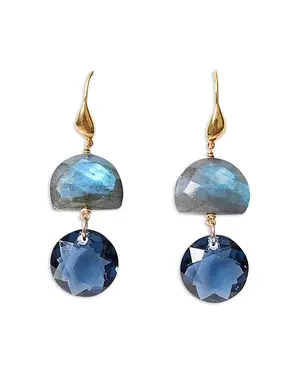 Chan Luu Labyrinth Duo Gemstone Double Drop Earrings - Labradorite