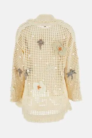 Alanui Cardigan Lungo 'where The Waves Begins - Beige