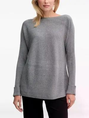BENETTON Ribbed-knit Boat-neck Sweater - Grey