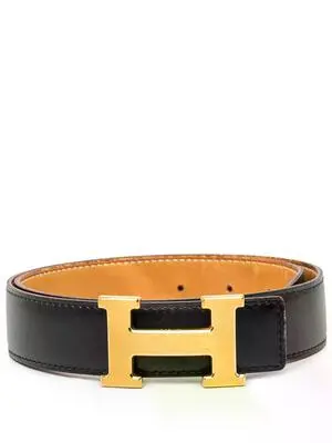 HERMÈS 2003 Box Calf And Courchevel Constance H Reversible Belt