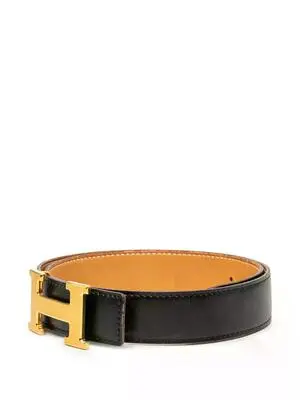 Hermès 2003 Box Calf And Courchevel Constance H Reversible Belt