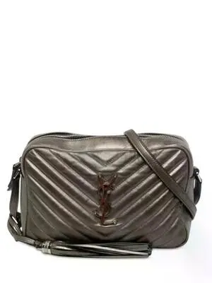 Saint Laurent 2019 Matelasse Metallic Leather Monogram Lou Camera Bag Crossbody Bag - Grey
