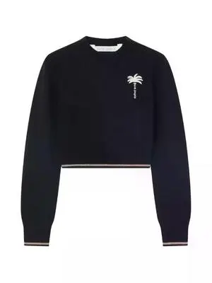 Palm Angels Palm Tree Embroidered Sweater - Black