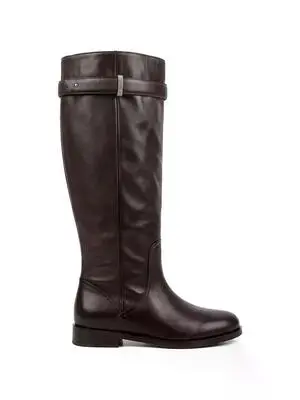 Peserico Buckle-detail Leather Knee-high Boots - Brown