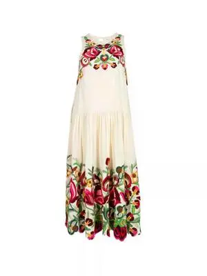 Sea Wilhelmina Floral-embroidered Midi Dress - Neutrals