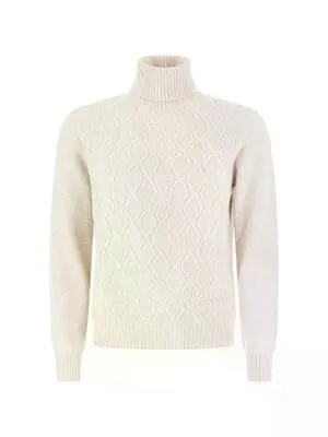 PANICALE Diamond-knit Roll-neck Sweater - Neutrals