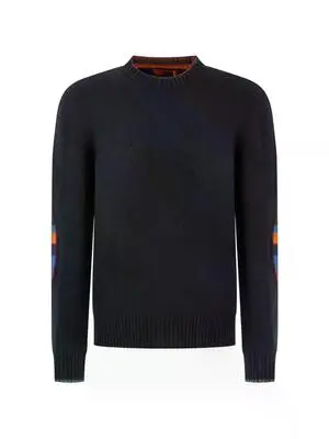 GALLO Striped-elbow-patch Sweater - Black