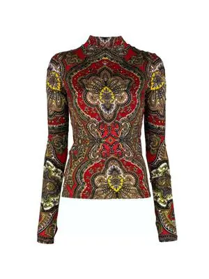 Alice + Olivia Delaina Paisley-print Top - Red