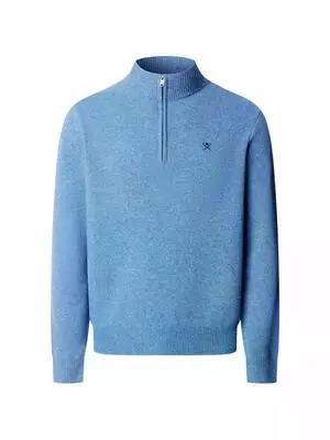HACKETT  London Quarter-zip Lambswool Sweater - Blue