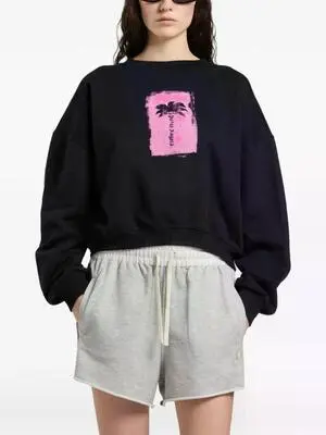 Palm Angels Brushed Palm Tree Loose Crop Sweater