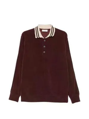 YES LONDON Striped-collar Button-fastening Sweatshirt