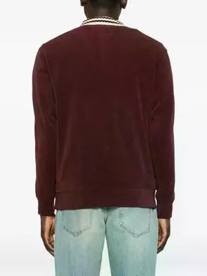 YES LONDON Striped-collar Button-fastening Sweatshirt