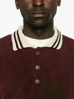 YES LONDON Striped-collar Button-fastening Sweatshirt