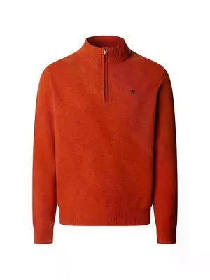 HACKETT  London Quarter-zip Lambswool Sweater - Orange