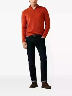 HACKETT  London Quarter-zip Lambswool Sweater - Orange