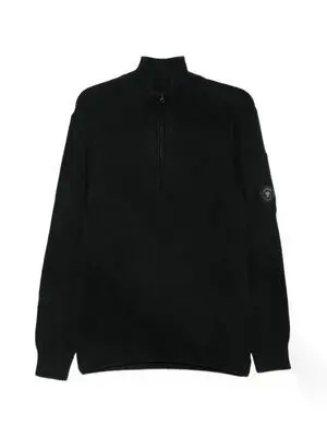 C.P. COMPANY Quarter-zip Lens-detail Sweater - Black