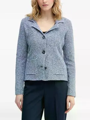 BENETTON Textured-knit Notched-lapel Cardigan - Blue