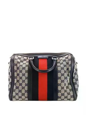 Gucci Vintage Web Boston Bag Gg Canvas Medium Satchel - Blue
