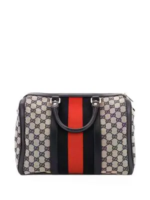 Gucci Vintage Web Boston Bag Gg Canvas Medium Satchel