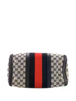Gucci Vintage Web Boston Bag Gg Canvas Medium Satchel