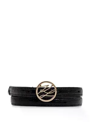 Karl Lagerfeld Croc-effect Monogram-plaque Belt - Black