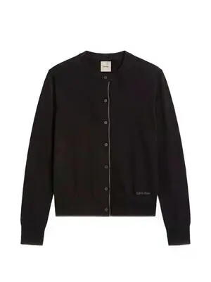 Calvin Klein Logo-embroidered Button-up Cardigan - Black