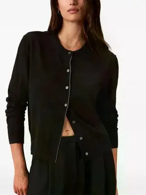 Calvin Klein Logo-embroidered Button-up Cardigan - Black