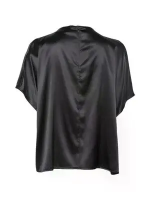 SOLOTRE Satin-finish Short-sleeve Top - Black