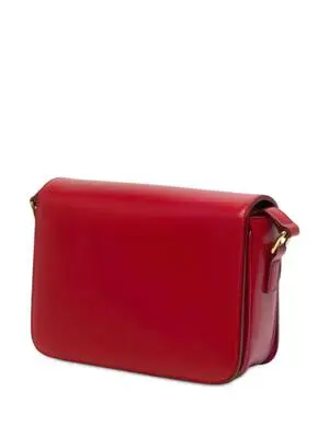 Celine 2024 Teen Shiny Calfskin Triomphe Crossbody Bag - Red