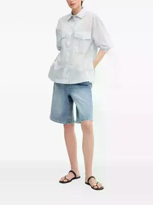 BENETTON Striped Flap-pocket Shirt - Blue