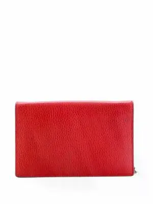 Gucci Interlocking Wallet On Chain Leather Crossbody Bag - Red