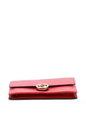 Gucci Interlocking Wallet On Chain Leather Crossbody Bag - Red