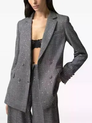 GAELLE PARIS Sequin-embellished Double-breasted Blazer