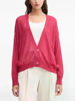 BENETTON Fine-knit V-neck Cardigan - Pink