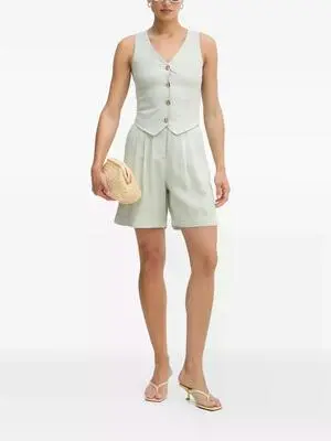BENETTON Pleated High-waisted Tailored Shorts - Green