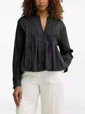 BENETTON Pleated Long-sleeve Blouse - Black